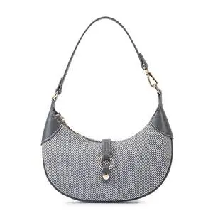 MKF COLLECTION - J'OMOR Mire Half Moon Shoulder Bag In Herringbone