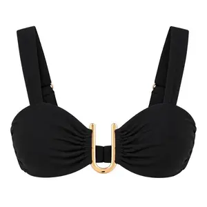 PLIVATI Marcella Ribbed Bikini Top - Black