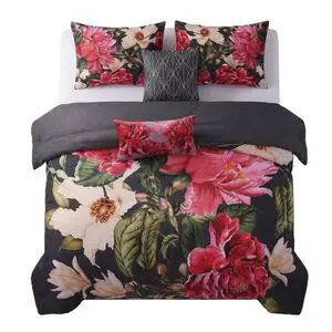 PURE PARIMA Bebejan Flower Garland Reversible Comforter Set - Grey