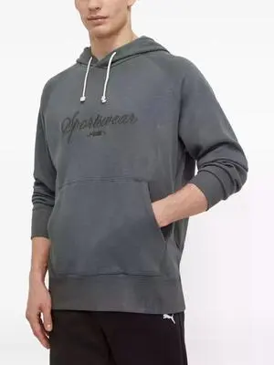 PUMA Logo-embroidered Drawstring Hoodie - Grey