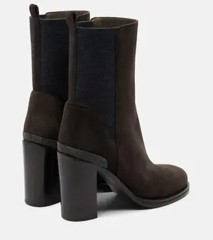Brunello Cucinelli Monili Suede Ankle Boots