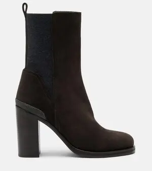 Brunello Cucinelli Monili Suede Ankle Boots