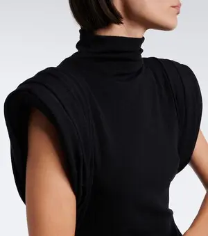 MUGLER Draped Wool-blend Jersey Gown