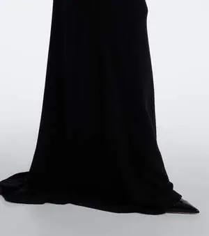 MUGLER Draped Wool-blend Jersey Gown
