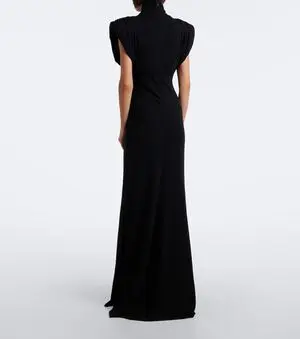 MUGLER Draped Wool-blend Jersey Gown