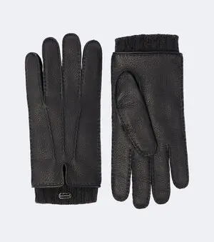 Agnona Leather And Cashmere Gloves
