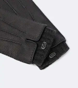 Agnona Leather And Cashmere Gloves