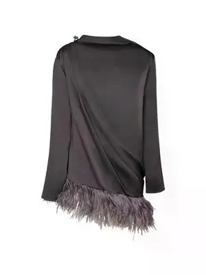 Fabiana Filippi Feather-trim Draped Top - Grey