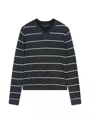 JNBY V-neck Striped Sweater - Grey