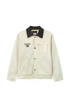 FINGERCROXX Corduroy-collar Logo-patch Jacket - Neutrals