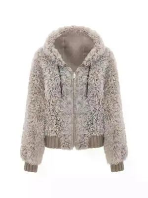 BIGARDINI Danica Reversible Hooded Shearling Jacket