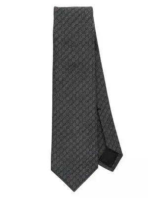 Gucci Interlocking G-jacquard Silk Blend Tie - Grey
