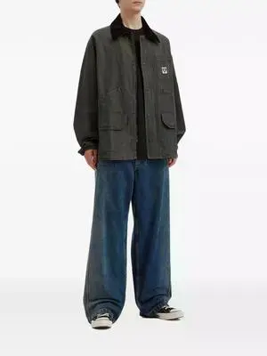 FINGERCROXX Corduroy-collar Patch-pocket Jacket - Grey