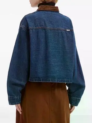 FINGERCROXX Corduroy-collar Cropped Denim Jacket