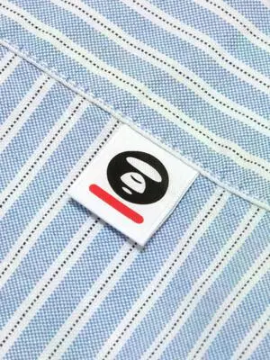 AAPE BY *A BATHING APE Moonface Vertical-stripe Logo-patch Shirt