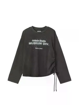 MUSIUM DIV. Logo-print Ruched-side T-shirt - Grey