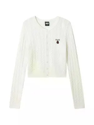 FINGERCROXX Cable-knit Embroidered Cardigan - Neutrals