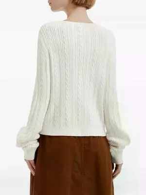 FINGERCROXX Cable-knit Embroidered Cardigan