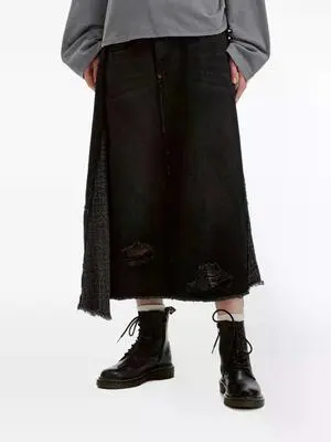 MUSIUM DIV. Distressed Panelled Midi Skirt