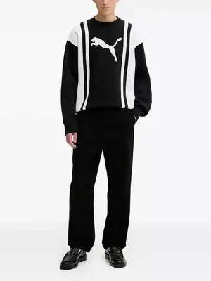 PUMA Logo-motif Colour-block Sweater - Black