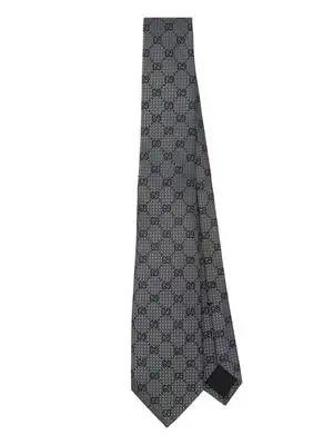 Gucci Gg-pattern Silk Tie - Grey
