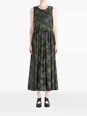 UMA WANG Sleeveless Floral Jacquard Midi Dress