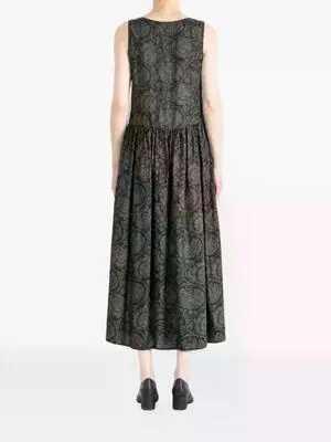 UMA WANG Sleeveless Floral Jacquard Midi Dress