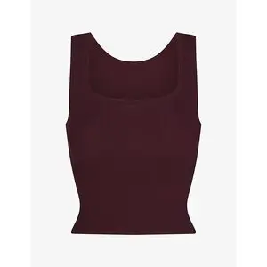 SKIMS Scoop-neck Cotton Rib Tank Top - Currant