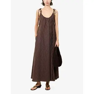 Dissh Fable Stripe Tie Cotton-blend Midi Dress