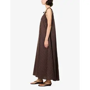 Dissh Fable Stripe Tie Cotton-blend Midi Dress