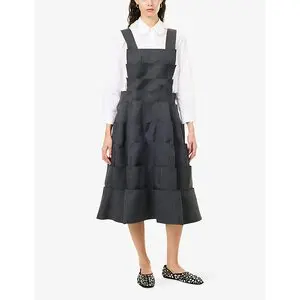 Comme Des Garçons Panelled Open-side Wool Midi Dress
