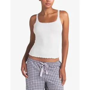 SKIMS Logo Pointelle Cotton-jersey Cami Top - Ivory