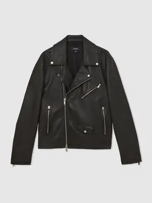 REISS Royal Ballet Leather Biker Jacket