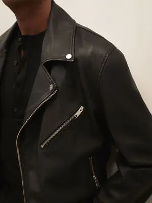 REISS Royal Ballet Leather Biker Jacket