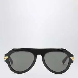 Bottega Veneta Black Aviator Sunglasses In Acetate - Grey