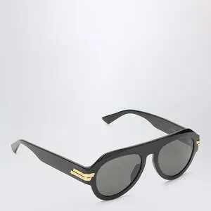 Bottega Veneta Black Aviator Sunglasses In Acetate