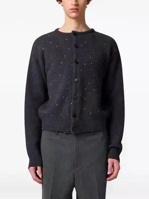 MSGM Crystal-embellished Eyelet Cardigan