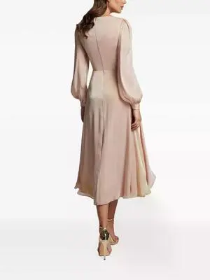 CRISTALLINI Norma Ruched Long-sleeve Midi Dress