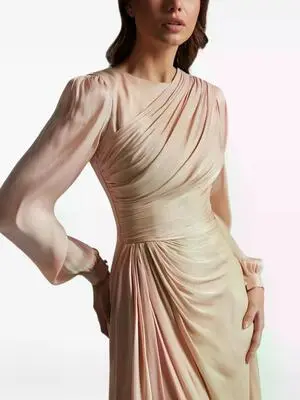 CRISTALLINI Norma Ruched Long-sleeve Midi Dress