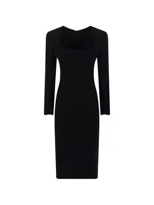 Chiara Boni La Petite Robe Square-neck Long-sleeve Midi Dress - Black