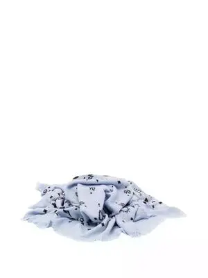 KUJTEN Bandana-print Frayed Scarf - Blue