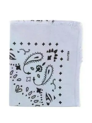 KUJTEN Large Celestial Hachiko Bandana-print Frayed Scarf - Blue
