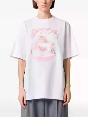 MSGM Rhinestone Embellished Graphic T-shirt