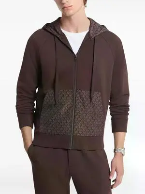 Michael Kors Logo-print Zip-up Hoodie - Brown