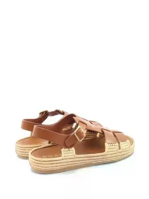 Prada 2010s Logo-detail Raffia Sandals