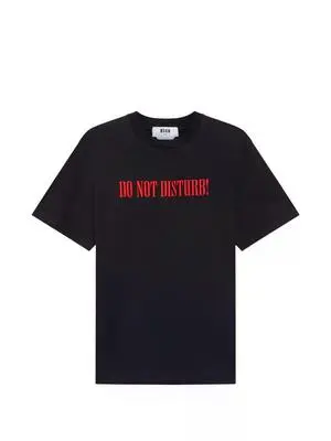 MSGM Slogan-embroidered T-shirt - Black