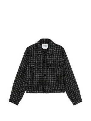 MSGM Check-pattern Tweed Jacket - Black
