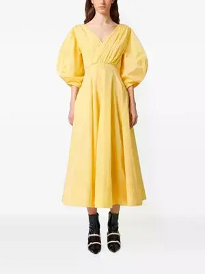 MSGM Balloon-sleeve Wrap Midi Dress