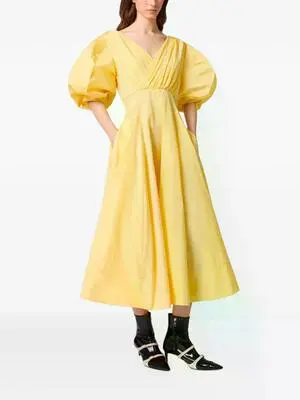MSGM Balloon-sleeve Wrap Midi Dress
