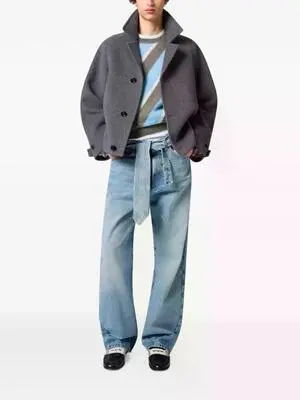MSGM Raglan Sleeve Button-up Jacket With Notched Lapels